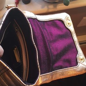 Maxx New York | Bags | Maxx Ny Rose Gold Leather Purse With Brass Chain ...